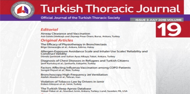 Turkish Thoracic Journal Yeni Editörler Ekibi İle Makalelerinizi Bekliyor